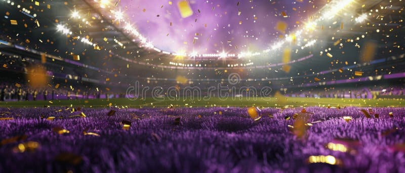 Purple and Gold Confetti Falling on a Stage Stock Photo - Image of ...