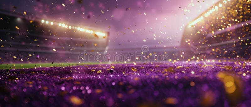Purple and Gold Confetti Falling on a Stage Stock Photo - Image of ...