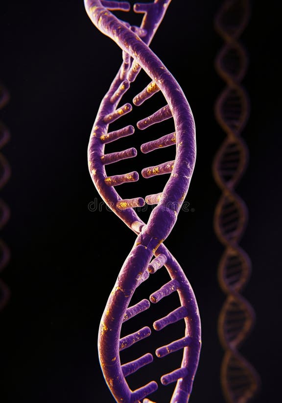 Purple and Gold Dna Helix 3d Render Stock Illustration - Illustration ...