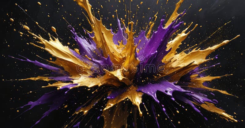 A Purple and Gold Explosion of Paint. Stock Illustration - Illustration ...