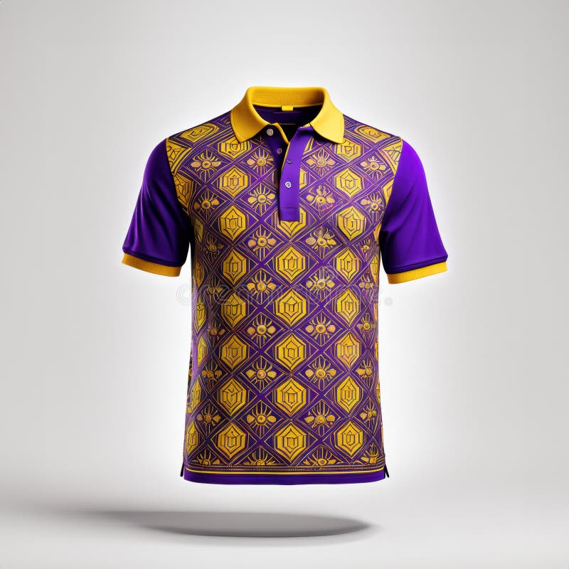 Purple and Gold Polo Shirt with Geometric Pattern. Stock Illustration ...