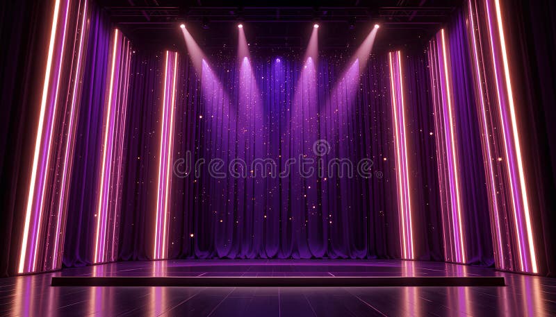 Purple and Gold Stage with Spotlight Magic Stock Illustration ...