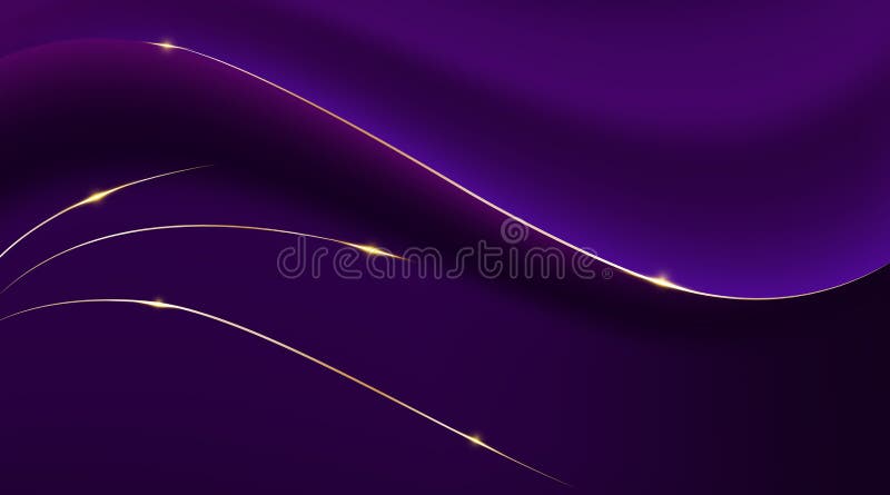 Purple Gradient Abstract Curve and Golden Lines Background Stock Vector ...