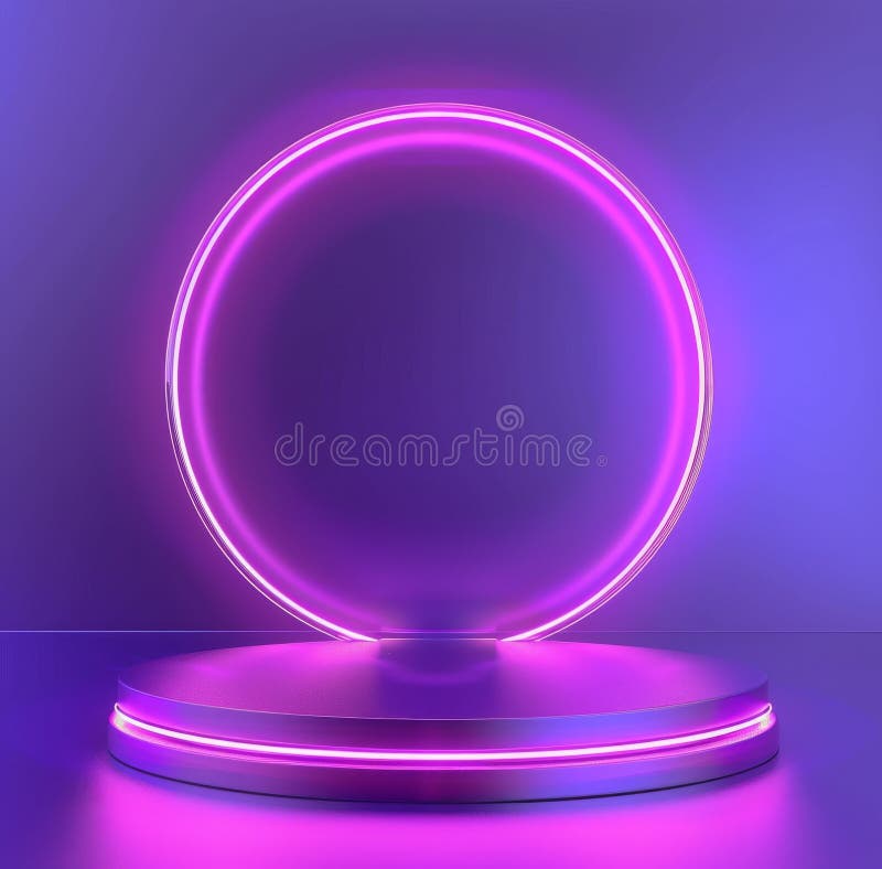 Purple Gradient Background with Circular Neon Light and Platform Stock ...