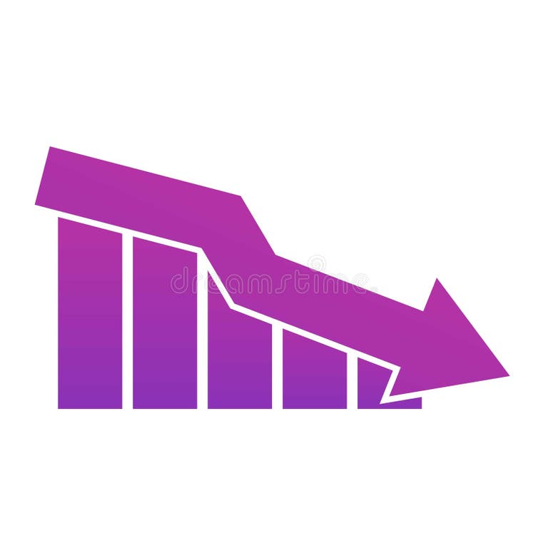 Purple Gradient Bar Graph Showing Negative Trend with Downward Arrow Stock Vector - Illustration ...