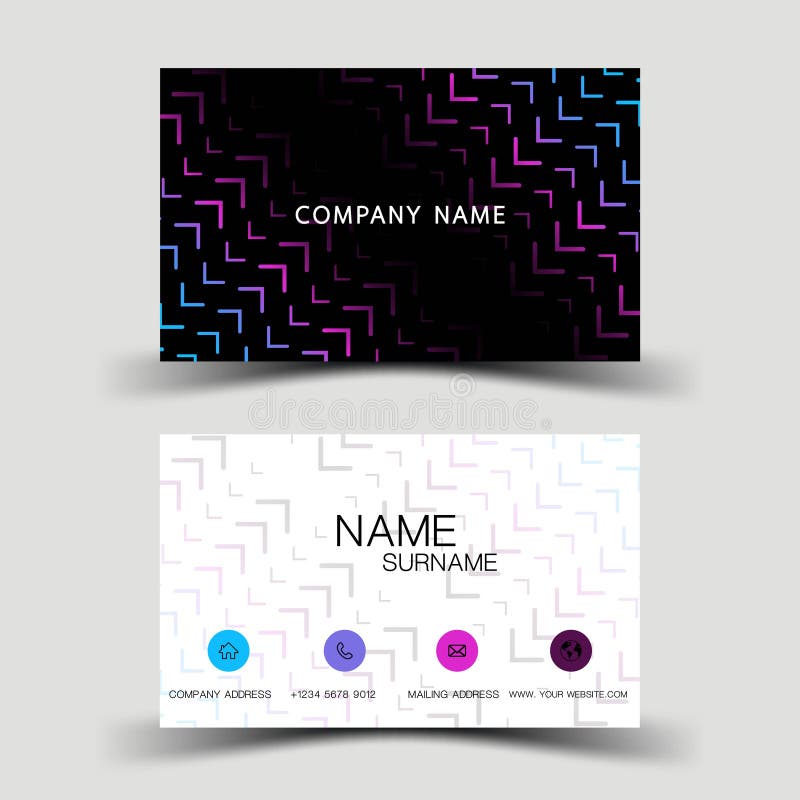 Purple Gradient Business Card Design. on the Gray Background Editorial ...
