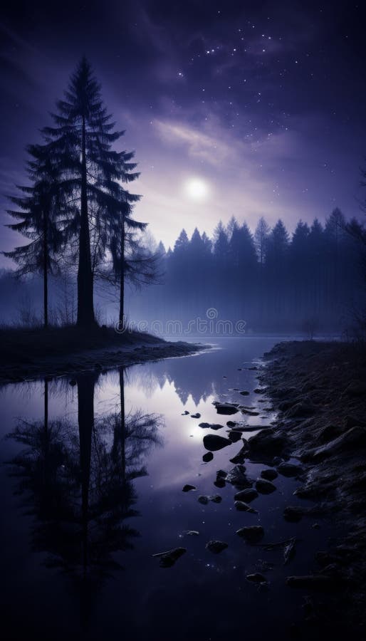 Purple Gradient Mystical Moonlight Sky with Clouds, Perfect Background ...