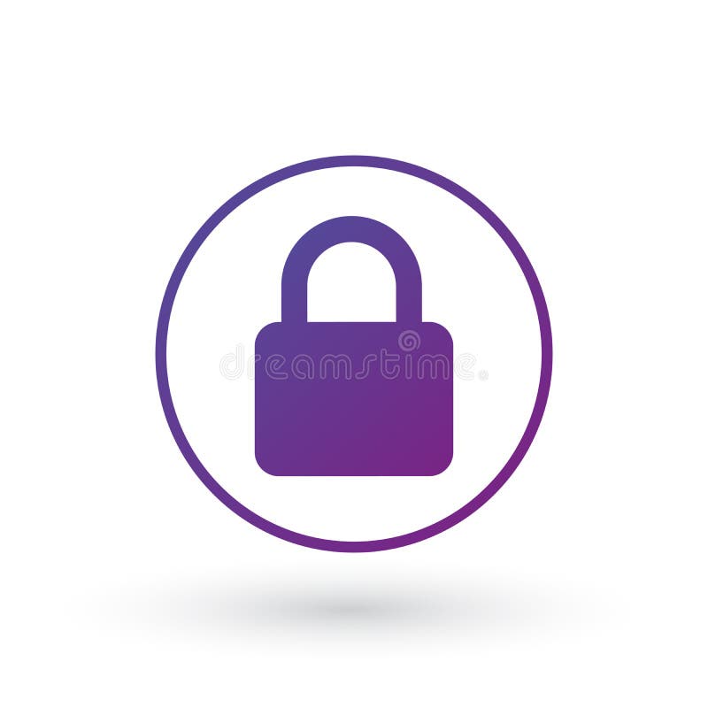 Purple Gradient Simple Lock Icon in Circle. Vector Illustration ...