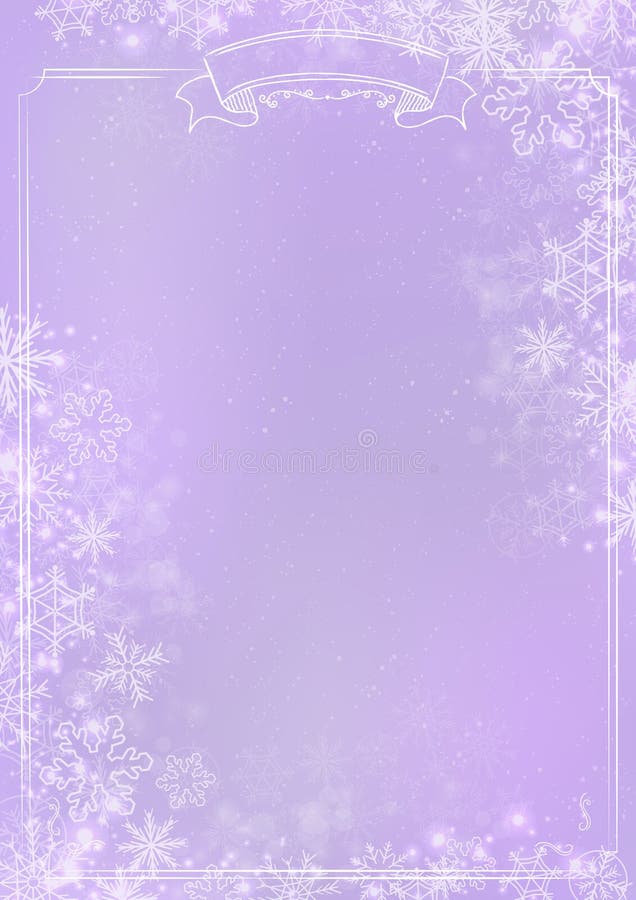 Purple Gradient Winter Paper Background with Snowflake Border Stock ...