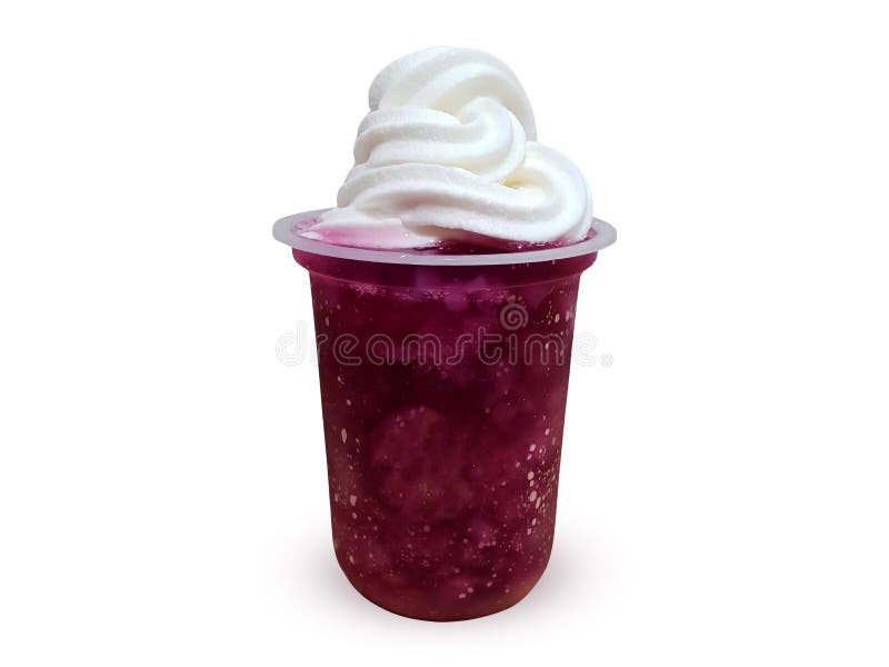 Purple Soda Cold Drink with Ice Cream Float in a Plastic Cup Isolated ...