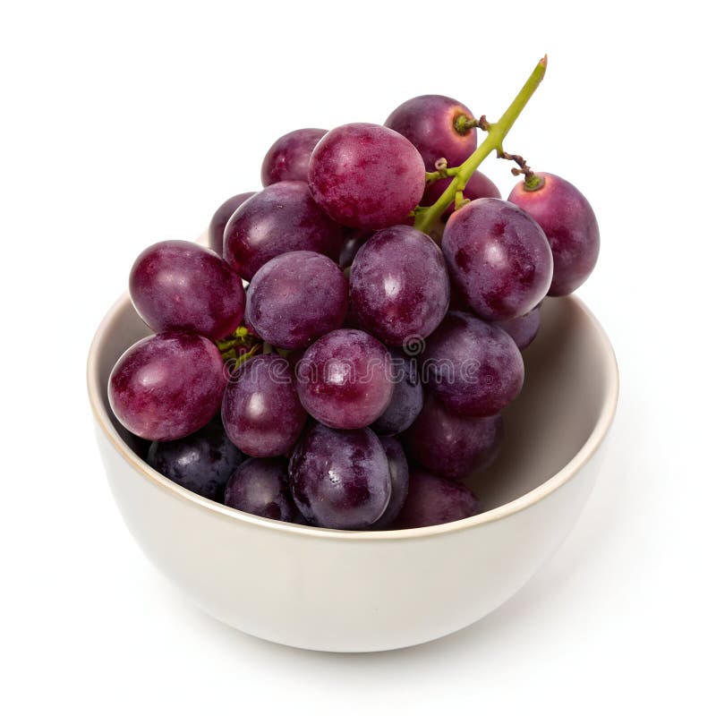Purple Grape in Bowl Isolated on White Background Stock Illustration ...
