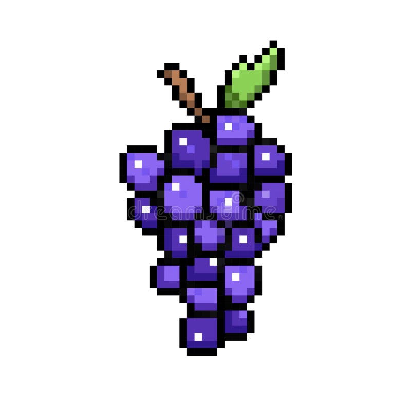 Grape Fruit Pixel Art Vector Drawing Stock Illustration - Illustration ...