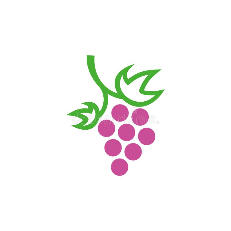 Purple Grape Fruits Leaf Simple Geometric Logo Vector Stock Vector ...