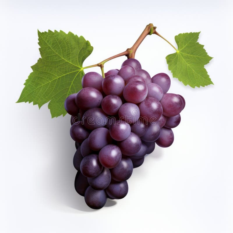 Hyper-realistic Purple Grapes Illustration on White Background Stock ...