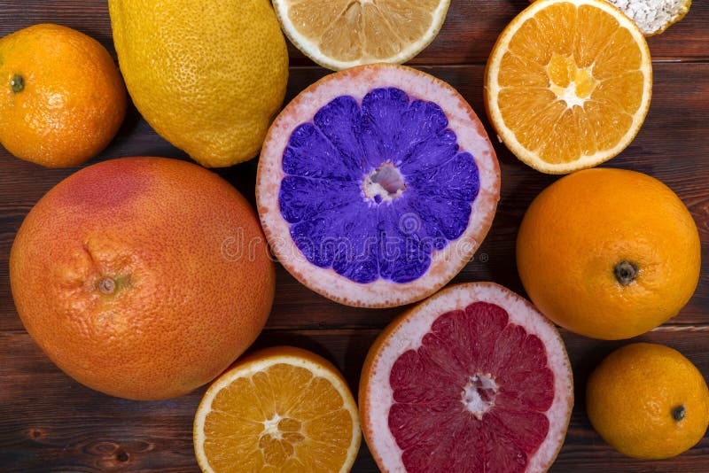 Purple Grapefruit among Common Fruits Stock Photo - Image of healthy ...
