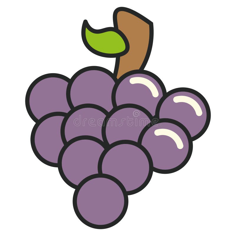 Purple Grapes Bunch Icon. Vector Stock Vector - Illustration of bunch ...