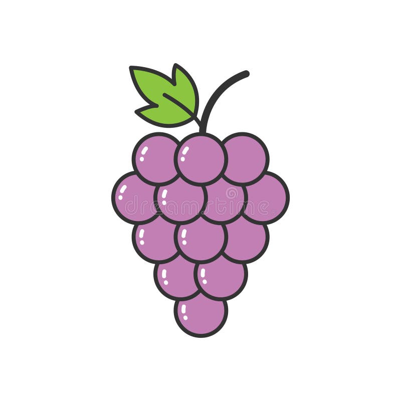 Purple Grapes Fruit Icon Isolated Flat Style Stock Illustration ...
