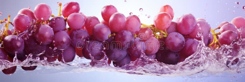 Purple Grapes in a Splash of Water and Grape Juice on a White Purple ...