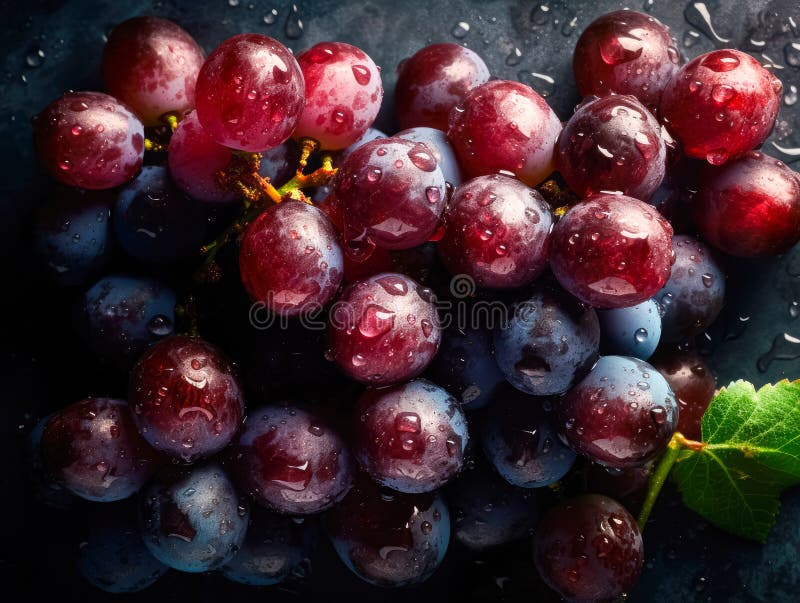 Purple Grapes with Water Drops Close-up. Ai Generated Stock ...