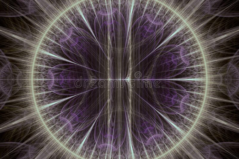 Purple Gray Round Pattern of Curved Waves and Rays on a Black ...