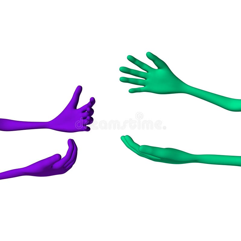 Purple and Green 3d Hands Stall Stock Illustration - Illustration of ...