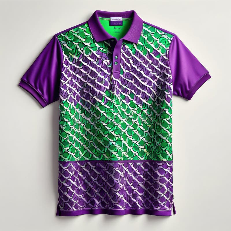 Purple and Green Abstract Pattern Polo Shirt. Stock Illustration ...