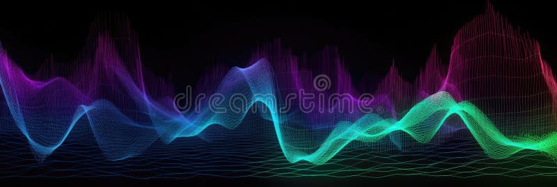 Purple Green Blue a Digital Representation of Sound Waves in an Array ...