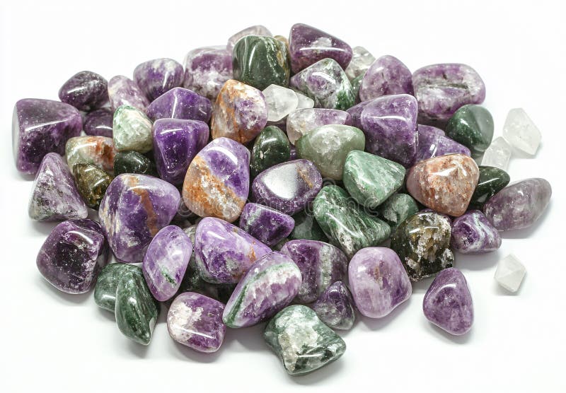 Purple Green Crystal Pebbles with Quartz Stock Illustration ...