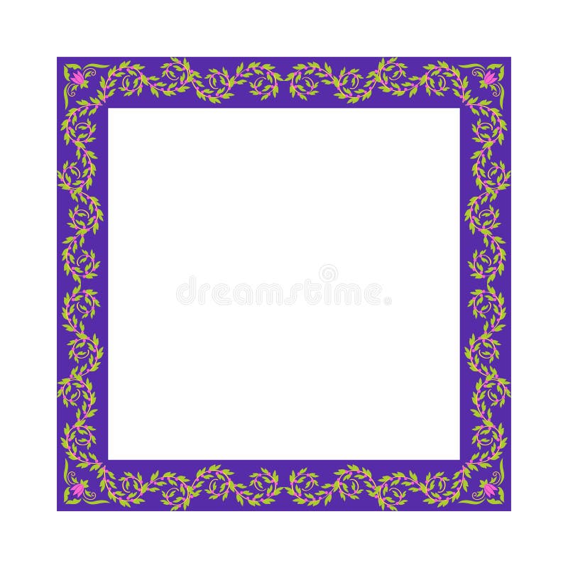 Purple and Green Filigree Square Frame Over White Stock Illustration - Illustration of ...