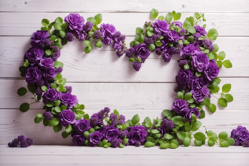 Purple and Green Flowers Bouquet. Ai Generative Stock Illustration ...