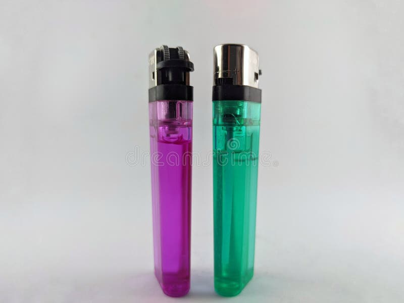 Purple and Green Gas Color Lighter on a White Background Stock Photo ...