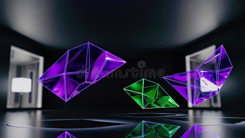Floating Geometric Shapes in Glowing Light Suggest Virtual Reality ...