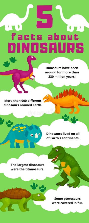 Purple and Green Interesting Dinosaurs Facts Infographic Stock ...