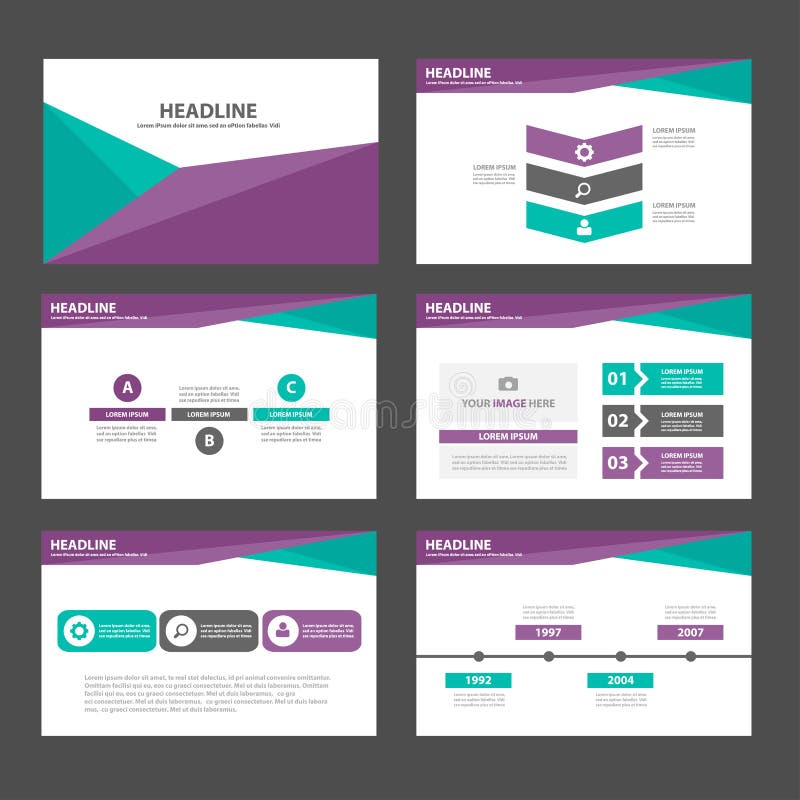 Purple Green Polygon Infographic Element and Icon Presentation ...