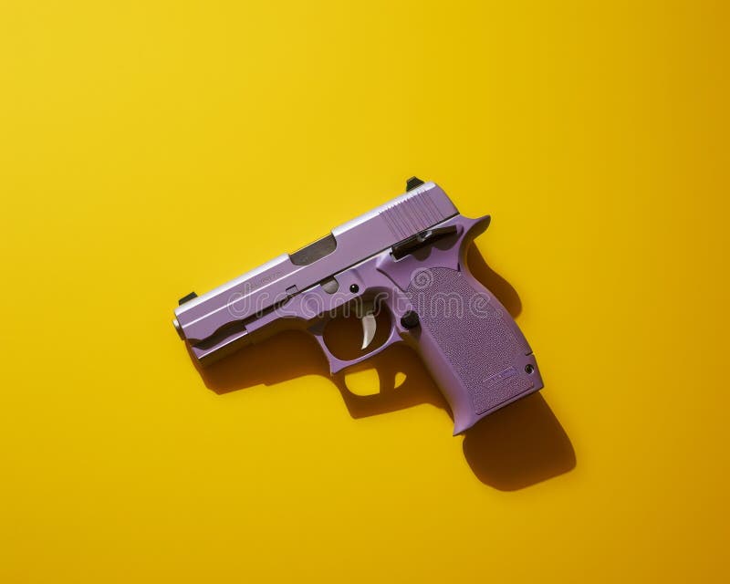 A Purple Gun on a Yellow Background Stock Illustration - Illustration ...