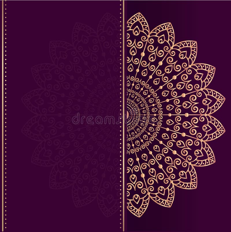 Purple Half Flower Detailed Mandala with Half Pattern Stock Vector ...
