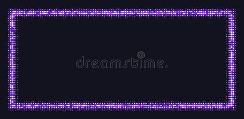 Purple Halftone Frame, Glowing Rectangle Border, Pattern with Dots ...