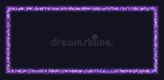 Purple Halftone Frame, Glowing Rectangle Border, Pattern with Dots ...