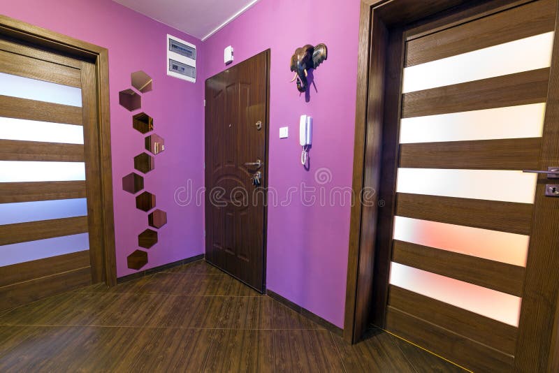 Purple hall interior stock image. Image of decor, estate - 33430863