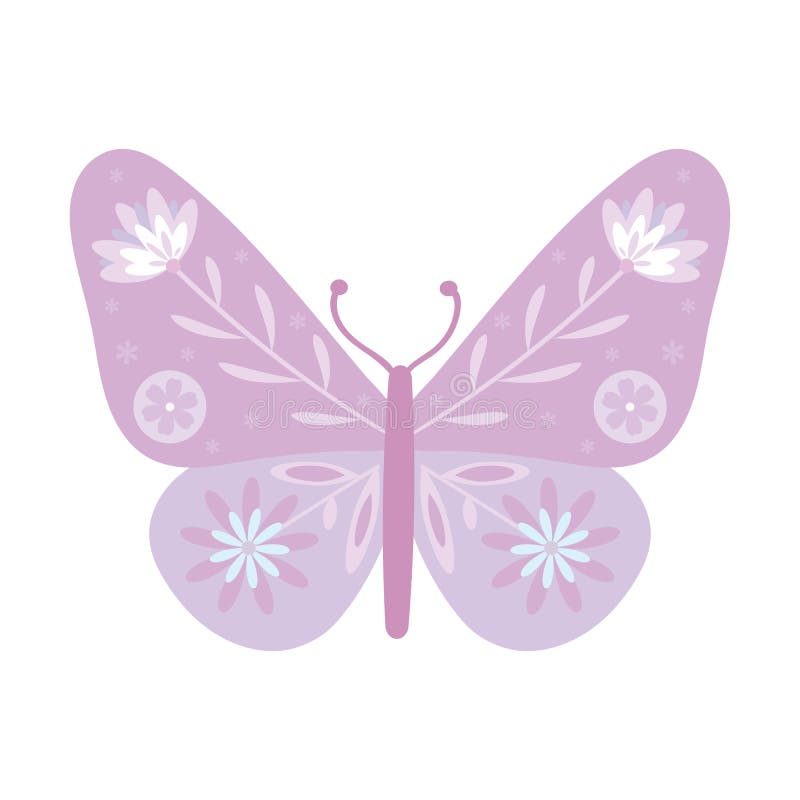 Purple Hand Drawn Butterfly Element Stock Vector - Illustration of ...