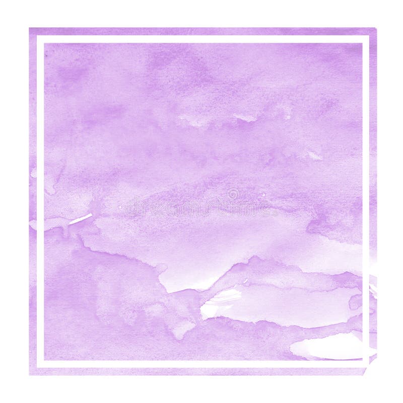 Purple Hand Drawn Watercolor Rectangular Frame Background Texture with ...