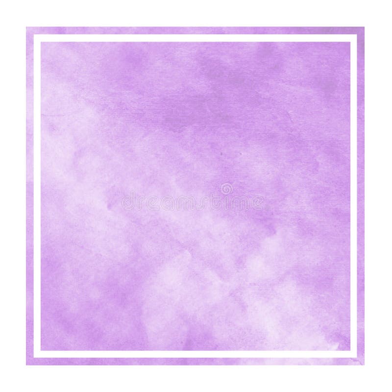 Purple Hand Drawn Watercolor Rectangular Frame Background Texture with ...