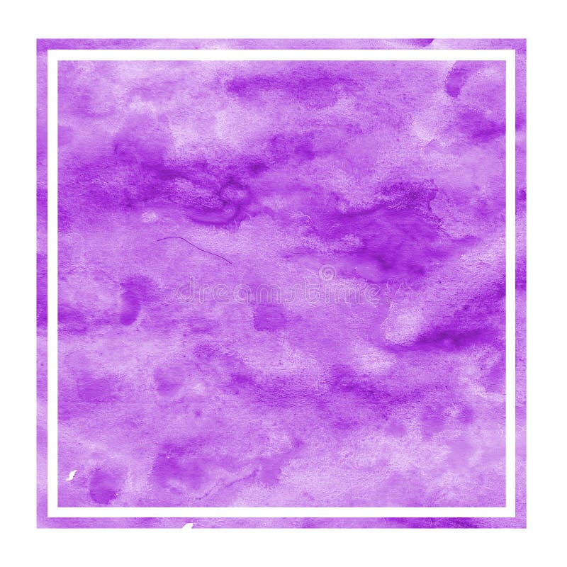 Purple Hand Drawn Watercolor Rectangular Frame Background Texture with ...
