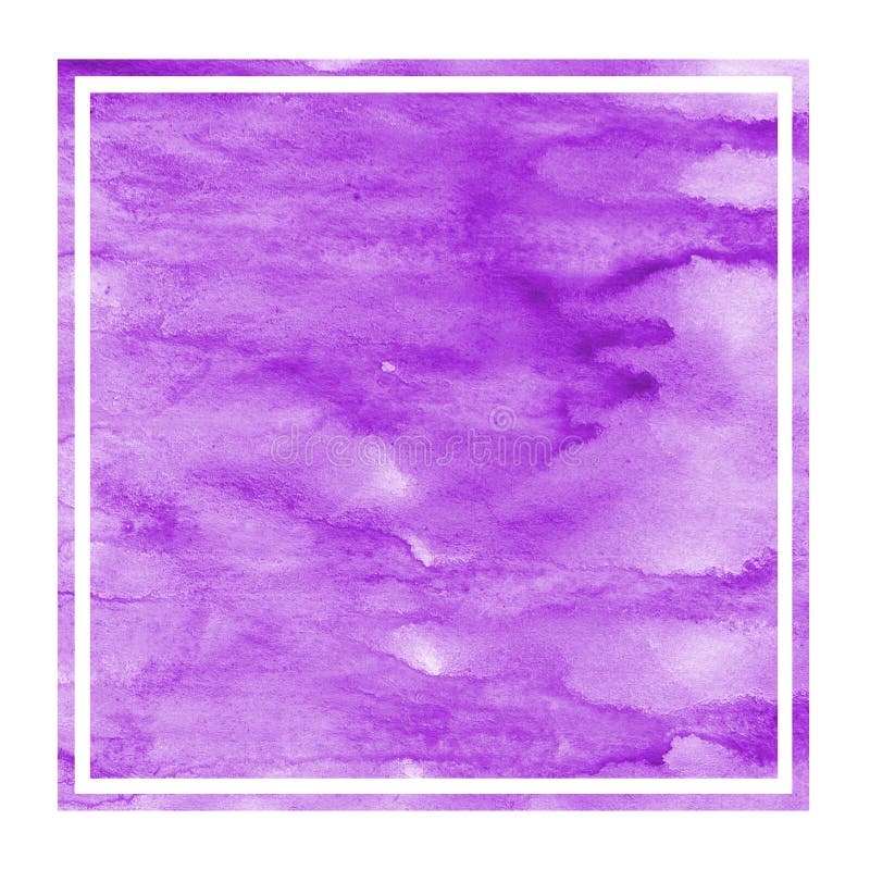 Purple Hand Drawn Watercolor Rectangular Frame Background Texture with Stains Stock Photo ...