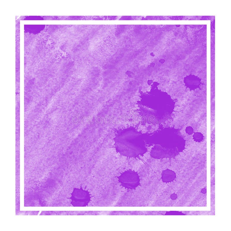 Purple Hand Drawn Watercolor Rectangular Frame Background Texture with Stains Stock Photo ...