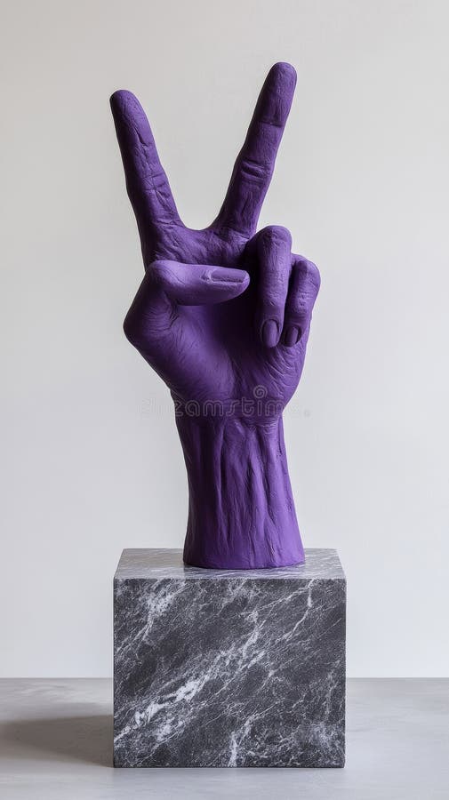 Purple Hand Sculpture on Marble Base Stock Photo - Image of sculpture ...