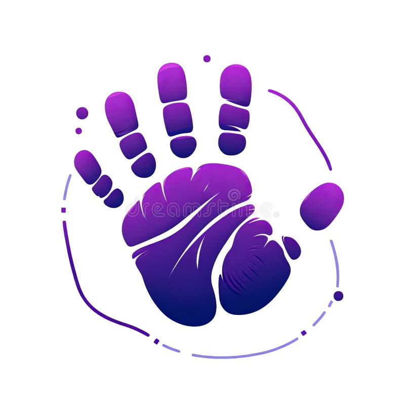 Purple Handprint Illustration Isolated on a White Background. Modern ...