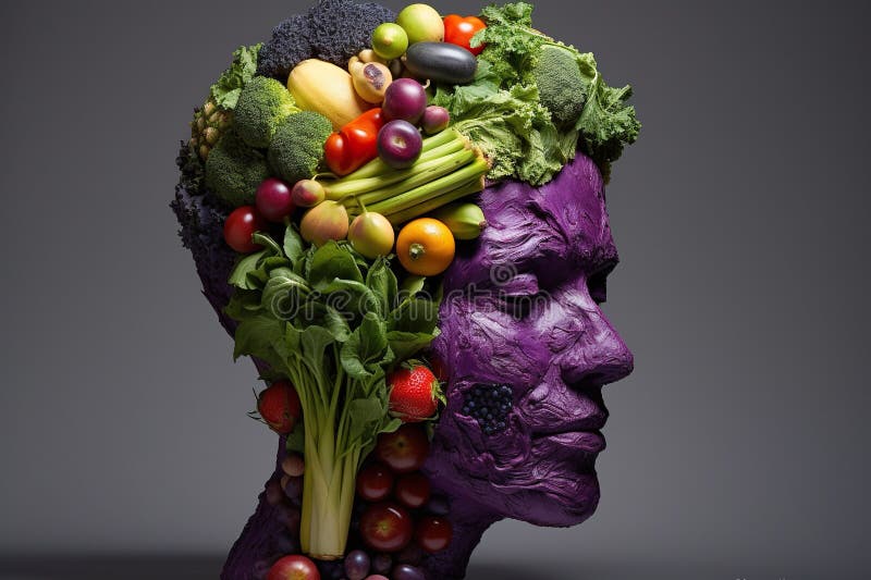 A Purple Head is Covered with Vegetables. Generative AI Stock ...