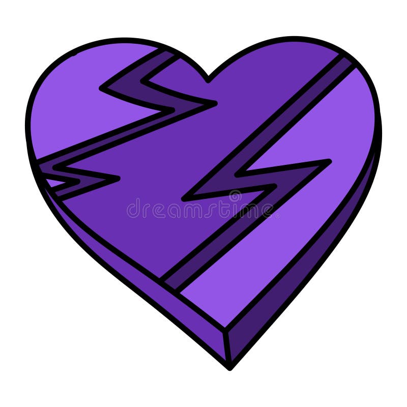 Purple Heart Illustration. Heart in Goth Style with a Zigzag Line Stock ...