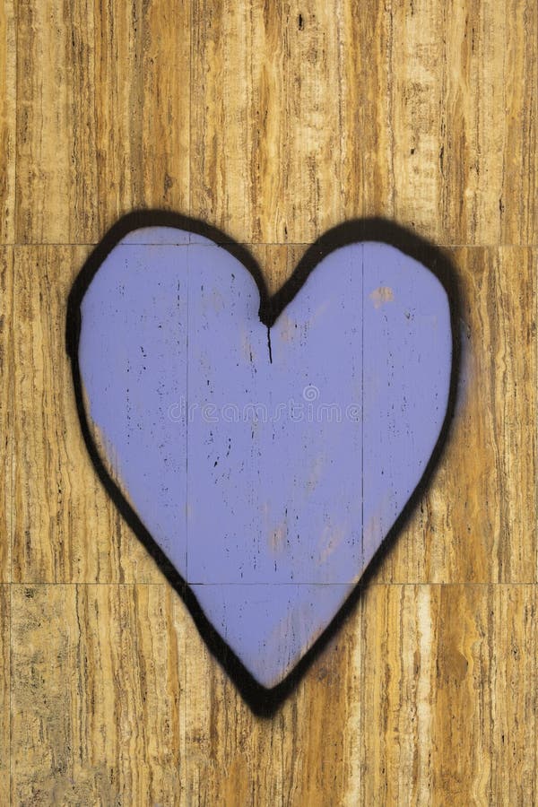 Purple Heart Painted on a Tiled Wall Stock Image - Image of shape ...